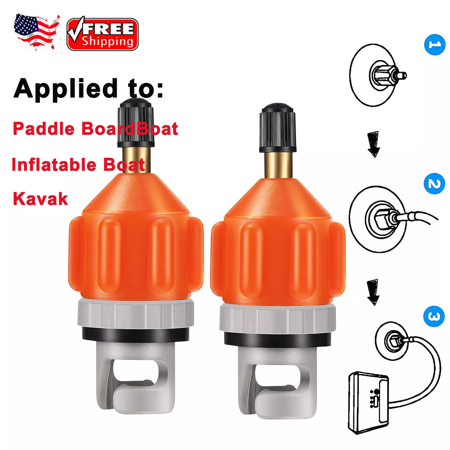 2 Pcs SUP Pump Adapter Inflatable Boat Air Valve Adaptor Paddle Board ...