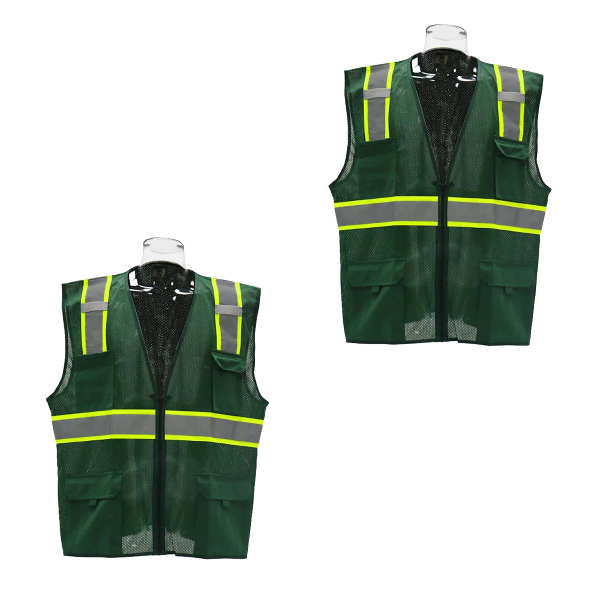 2-Pcs Safety Green | Multi-pocket Safety, Utility, Work, and High ...