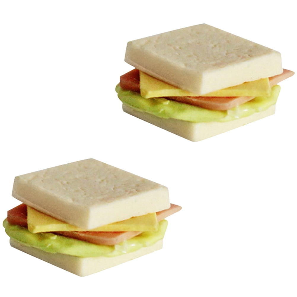 2 Pcs Sandwich Model Ornament Realistic Sandwiches Kitchen Pretend Play ...