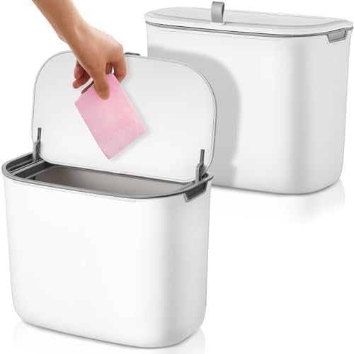 2 Pcs Sanitary Napkin Receptacle Plastic Wall Mounted Tampon Disposal ...