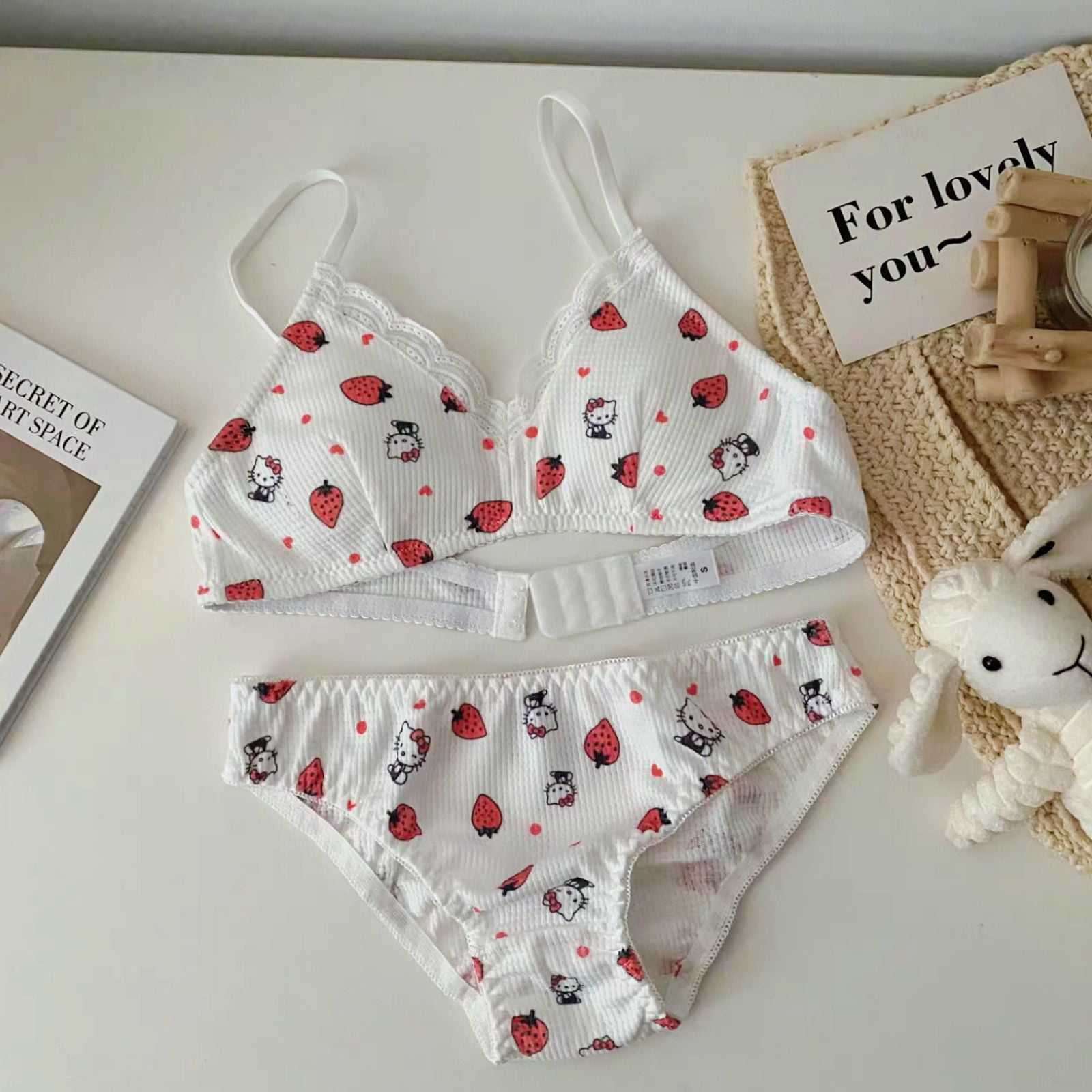 2 Pcs Sanrio Hello Kitty Melody Cute Cartoon Lace Edge Lingerie for ...