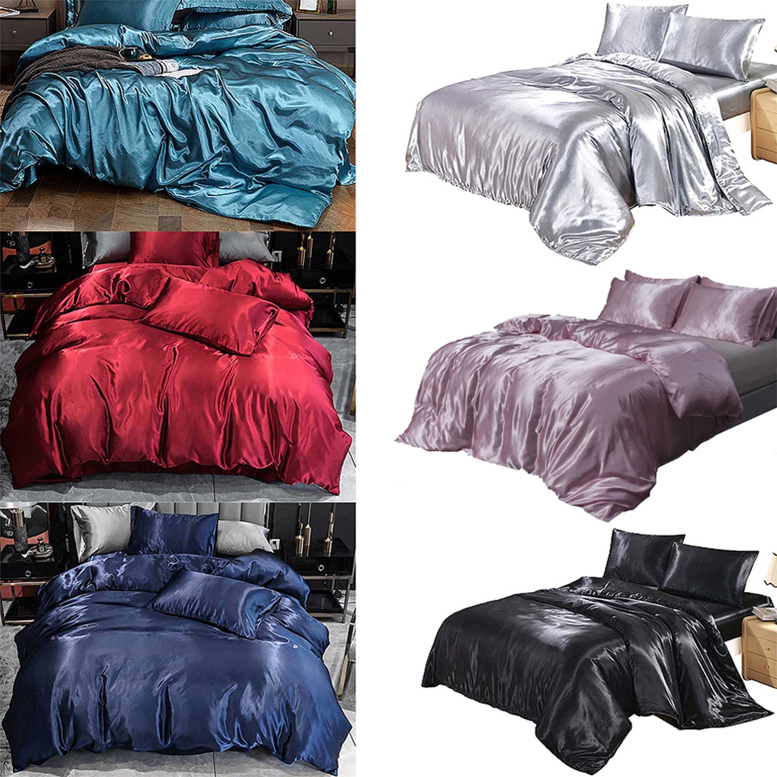 2 Pcs Satin Duvet Cover Set, 1 Duvet Cover + 1 Pillowcases For Hair And ...