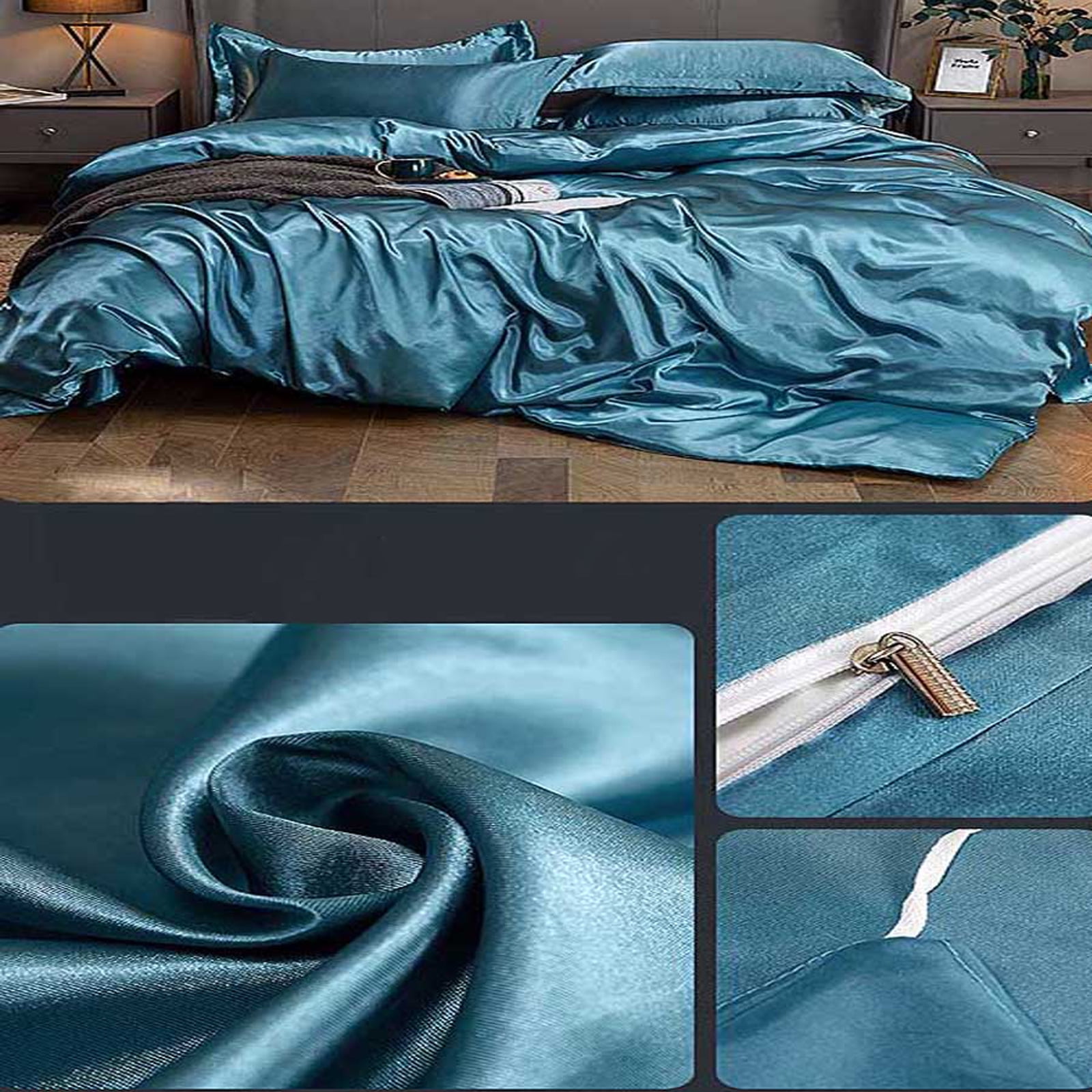 2 Pcs Satin Duvet Cover Set, 1 Duvet Cover + 1 Pillowcases For Hair And ...