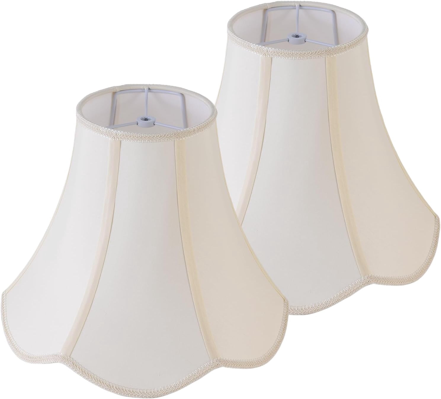 2 Pcs Scalloped Lamp Shades Cream Scallop Lamp Shade 6.7``Top x 13 ...