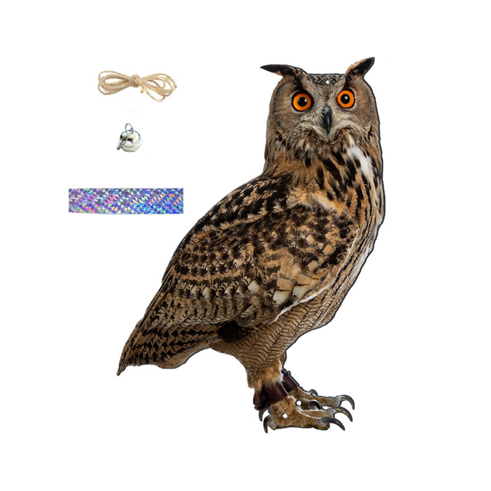 2 Pcs Scarecrow Owl Wind Chimes - Realistic Hanging Bird Repellent for ...