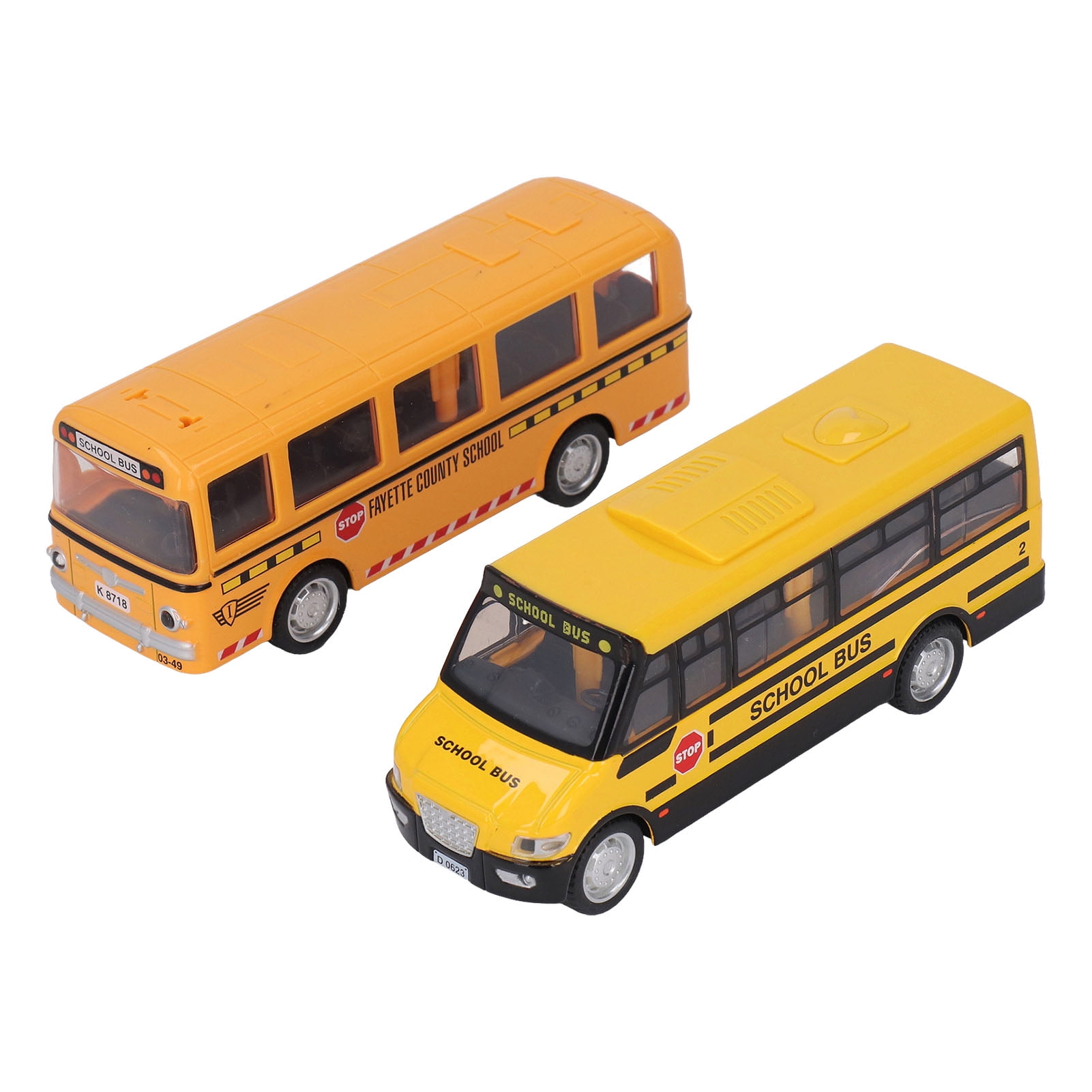 2 Pcs School Bus Toys Lifelike Details 1:32 Interesting Yellow Alloy ...