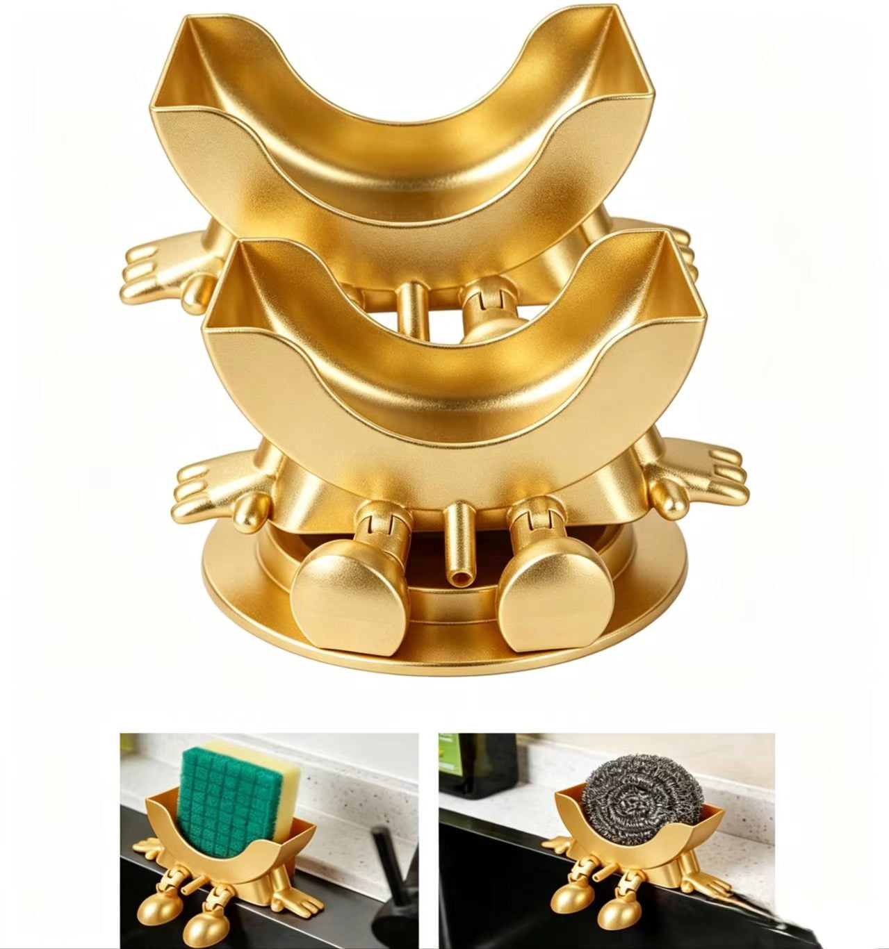 2 Pcs Scrub Sponge Holder, Cute Hanging Sponge Holder for Sink with ...