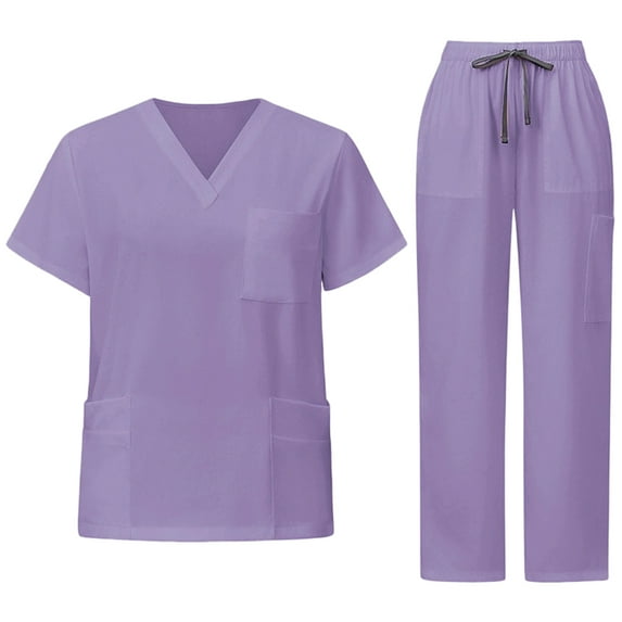 2 Pcs Scrubs for Women Set Plus Size Stretchy Medical Uniformes Scrubs ...