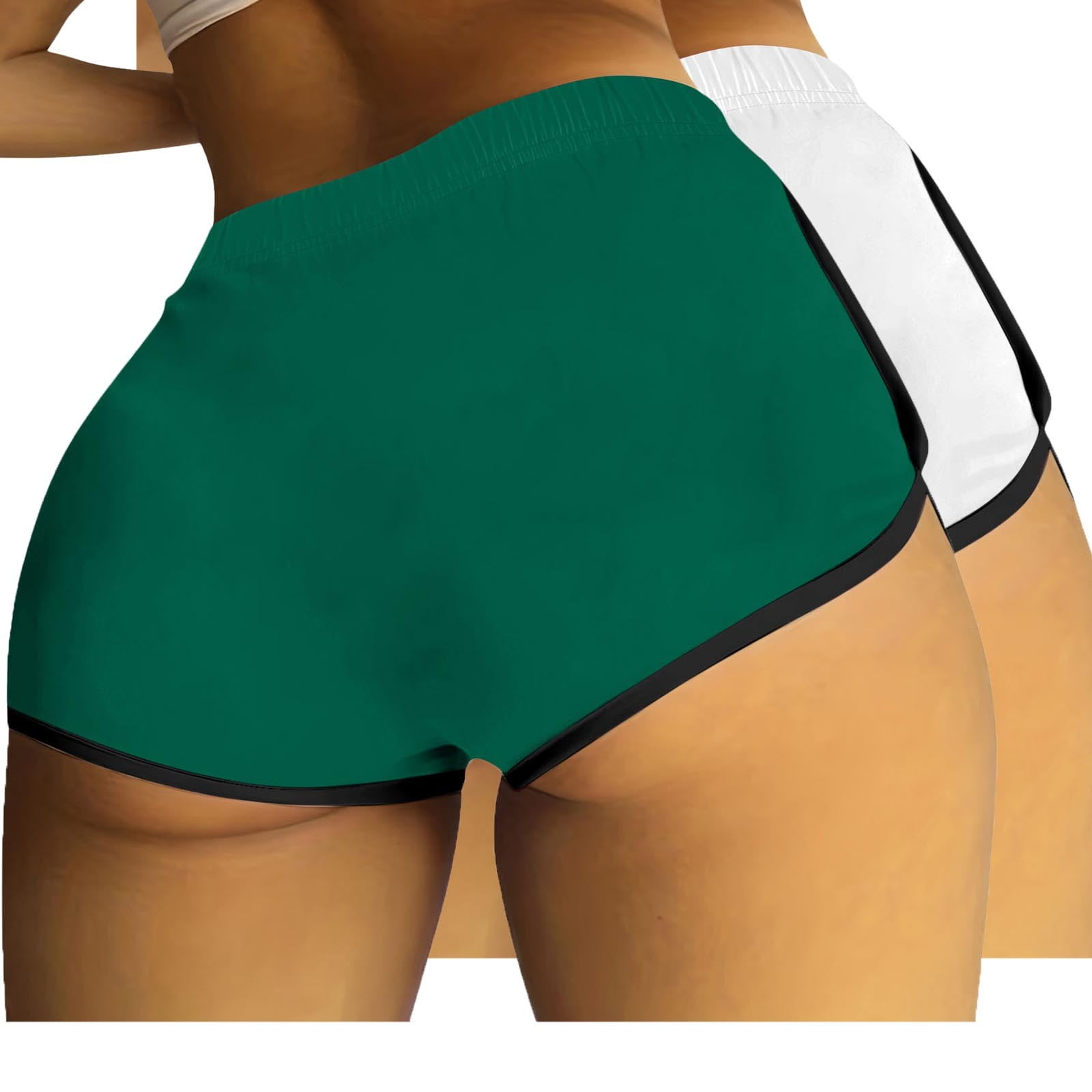 2 Pcs Scrunch Booty Active Shorts for Women Gym Color Block Sexy Hot Pants Briefs Butt Lifting ...
