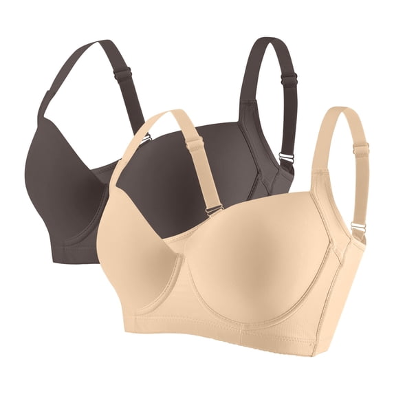 2 Pcs Seamless Underwire Bras for Women Buttery Soft Plus Size Push Up ...