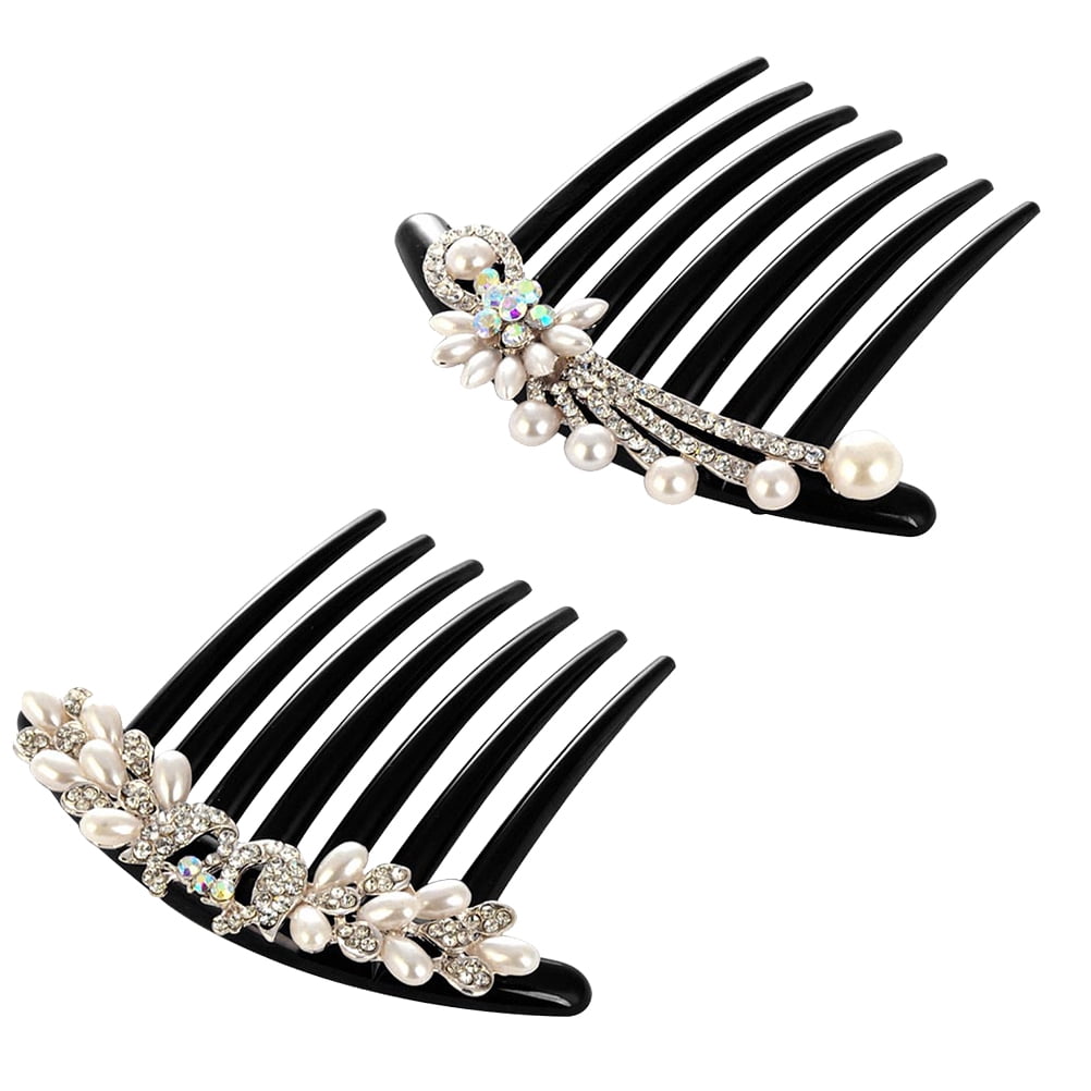 2 Pcs Seashell Figurine Flower Pattern Hair Comb Special Occasion ...