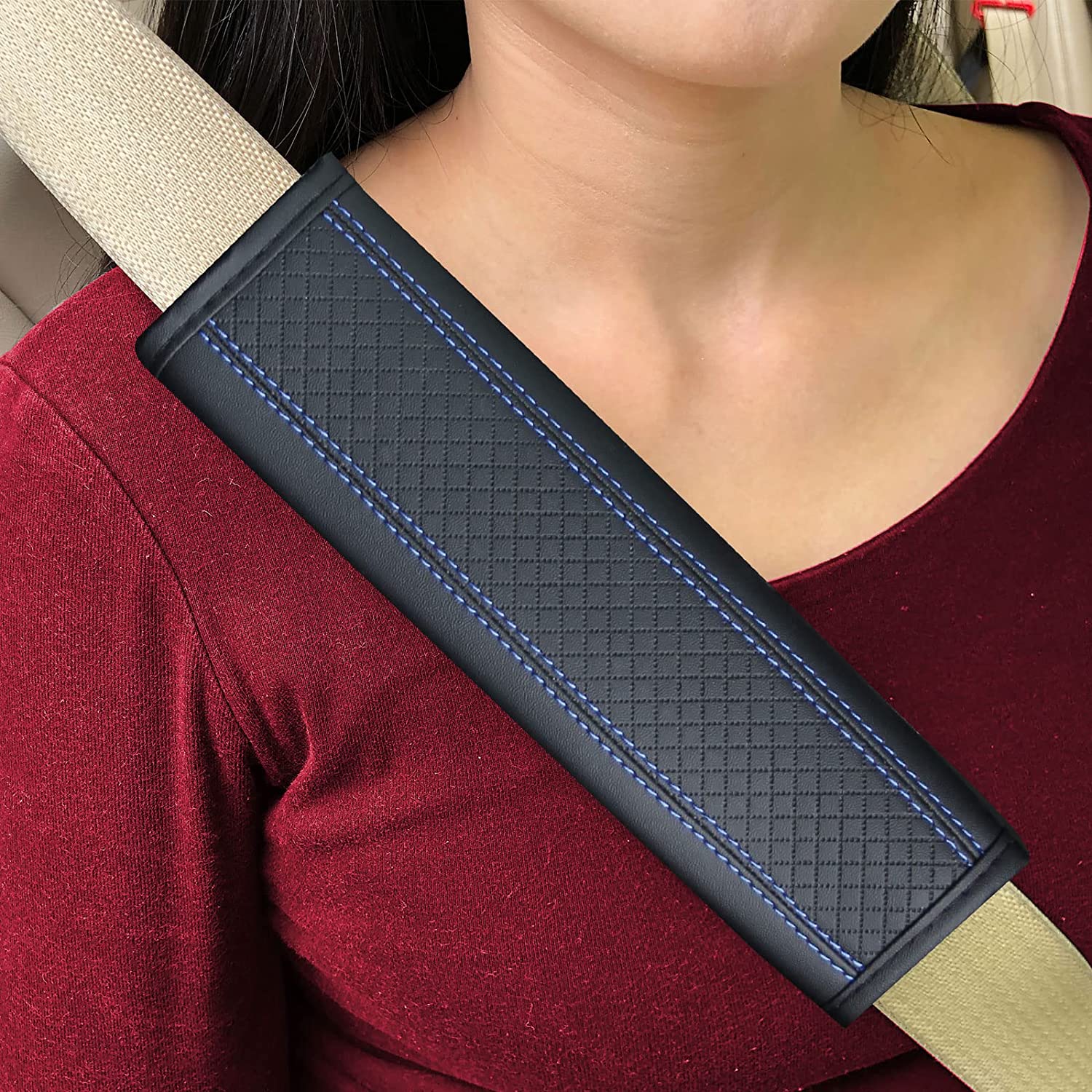 2 Pcs Seat Belt Pads Leather Seat Belt Covers More Comfort Driving ...