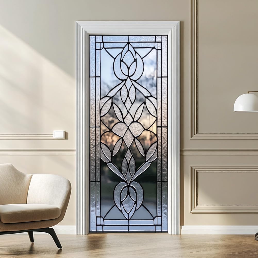 2 Pcs Self-Adhesive Door Stickers 31.5"x78.7" 3D Glass Pattern Door ...