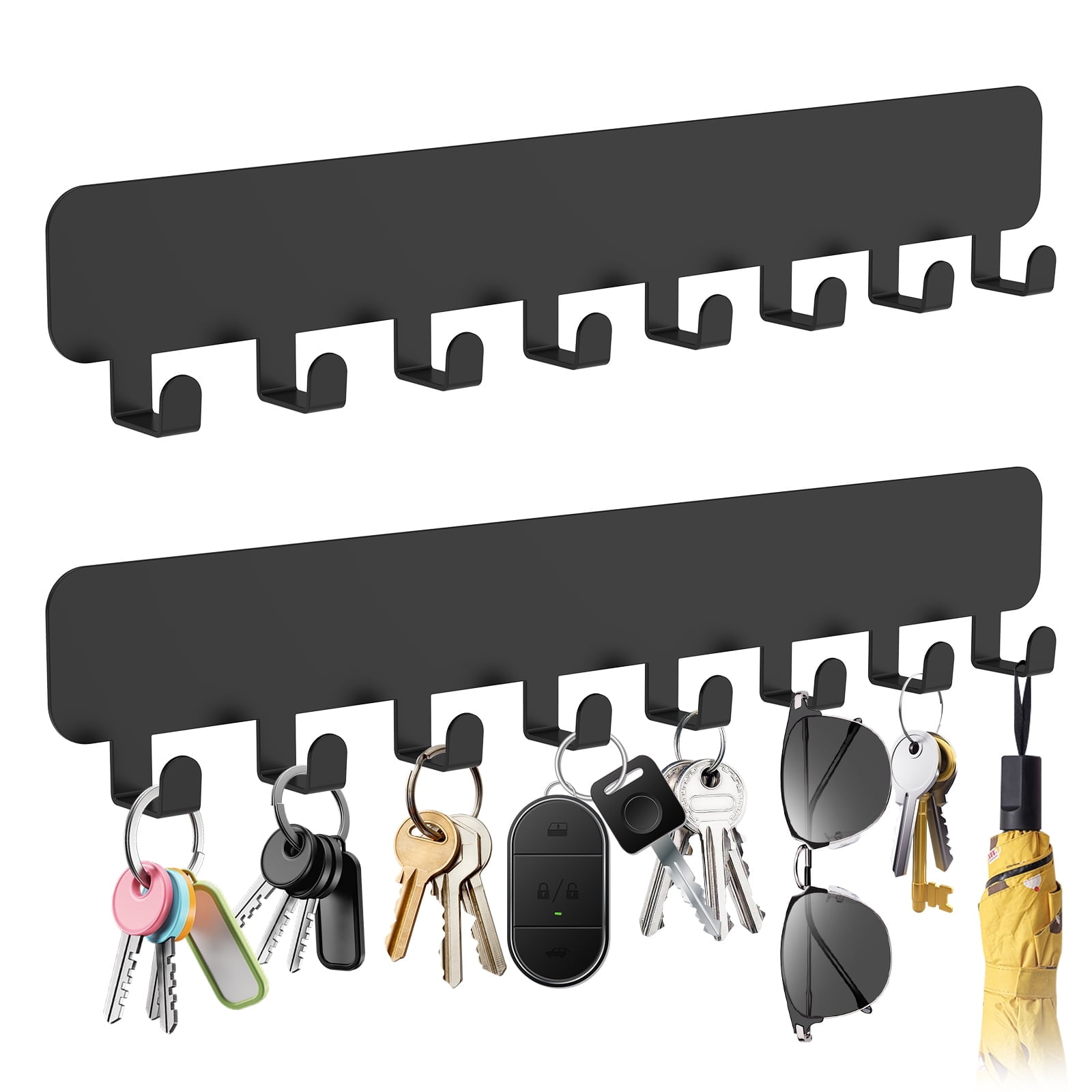 2 Pcs Self Adhesive Key Holder with Hooks Wall Mount Key Hanger No ...