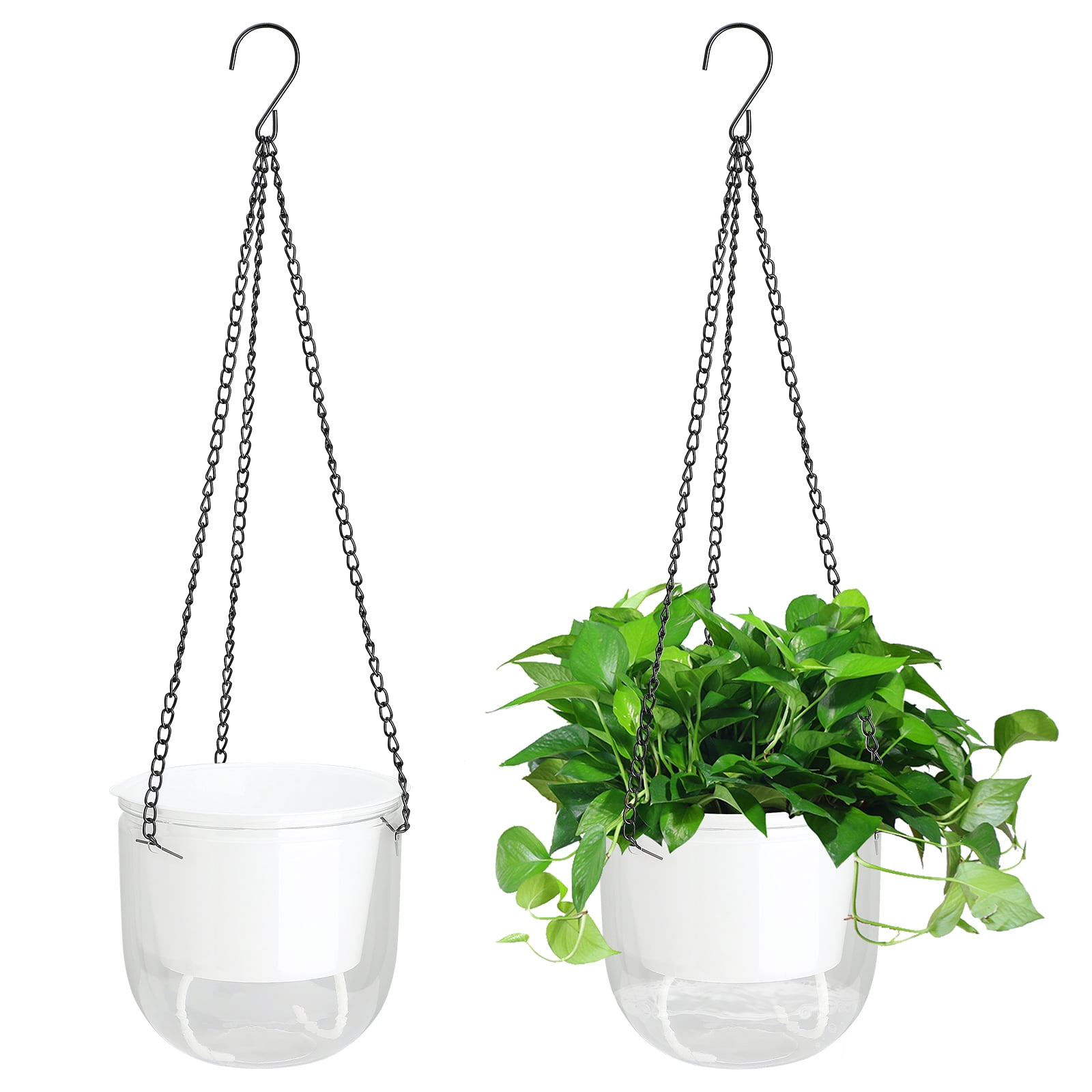 2 Pcs Self Watering Indoor Hanging Flower Pots Outdoor Hanging Plant ...