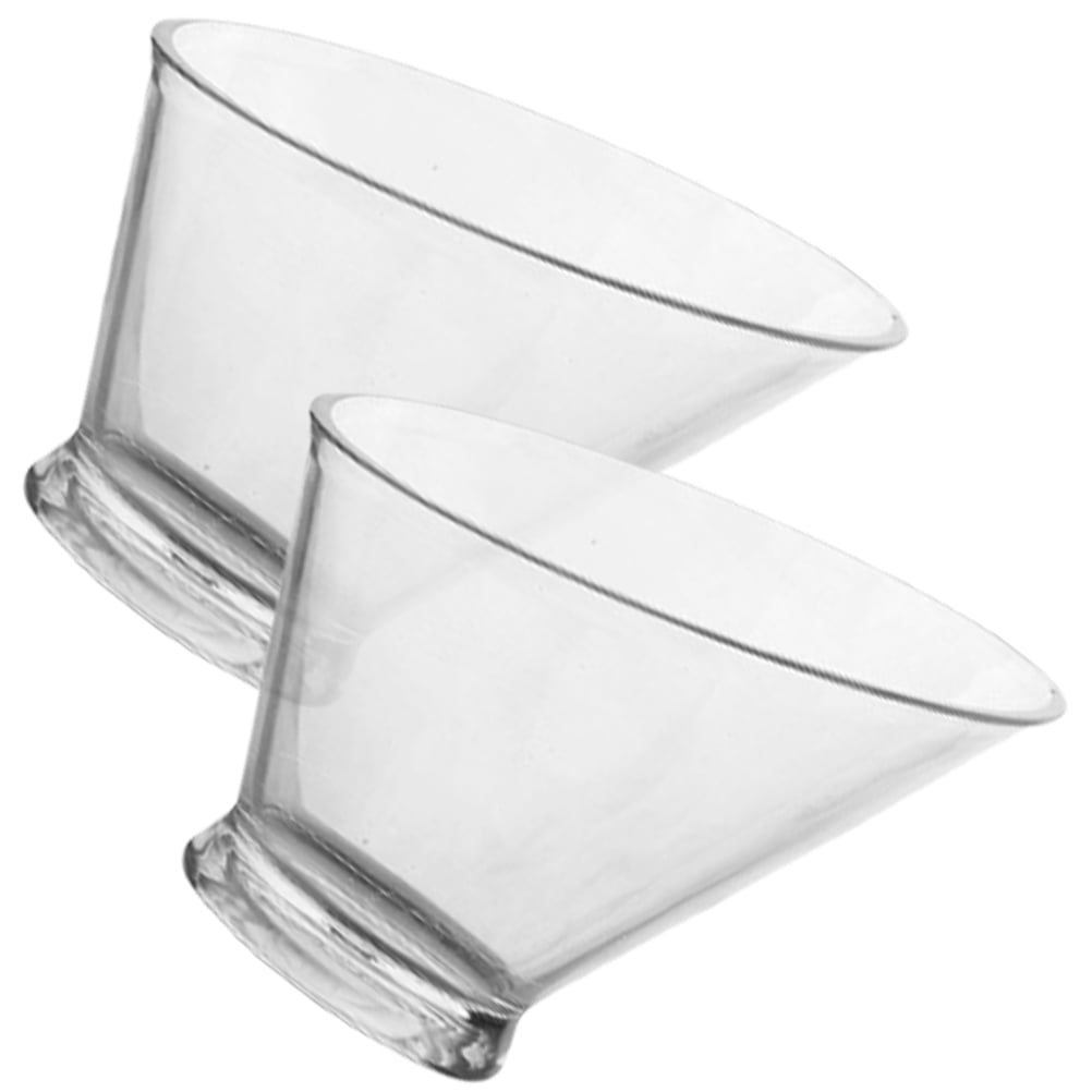 2 Pcs Serving Bowls with Lids Portable Transparent Slanted Ice Cream ...