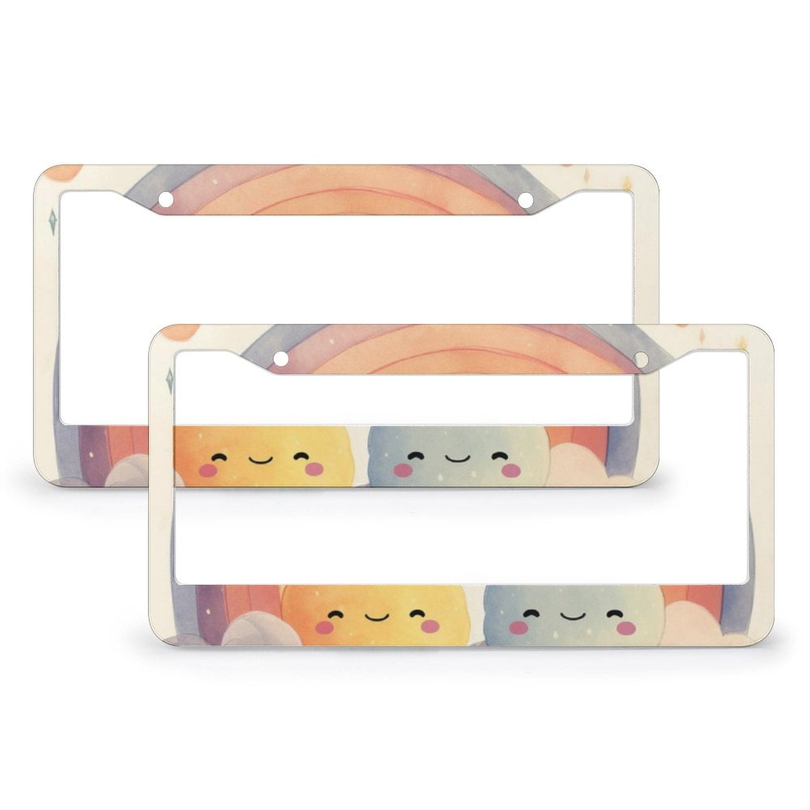 2 Pcs Set Cute Rainbows And Rain Clouds License Plate Cover Cloud ...