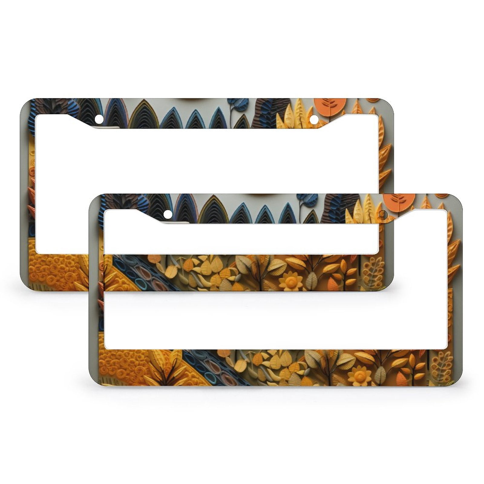 2 Pcs Set Fall Leaves Pumpkins And Corn License Plate Cover Happy Fall ...