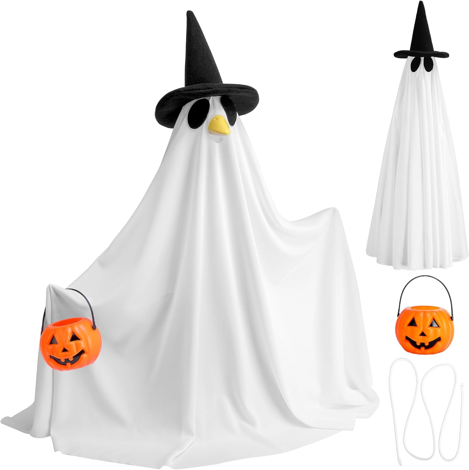 2 Pcs/Set Halloween Ghost Porch Goose Outfits, Lawn Goose Statue Ghost ...