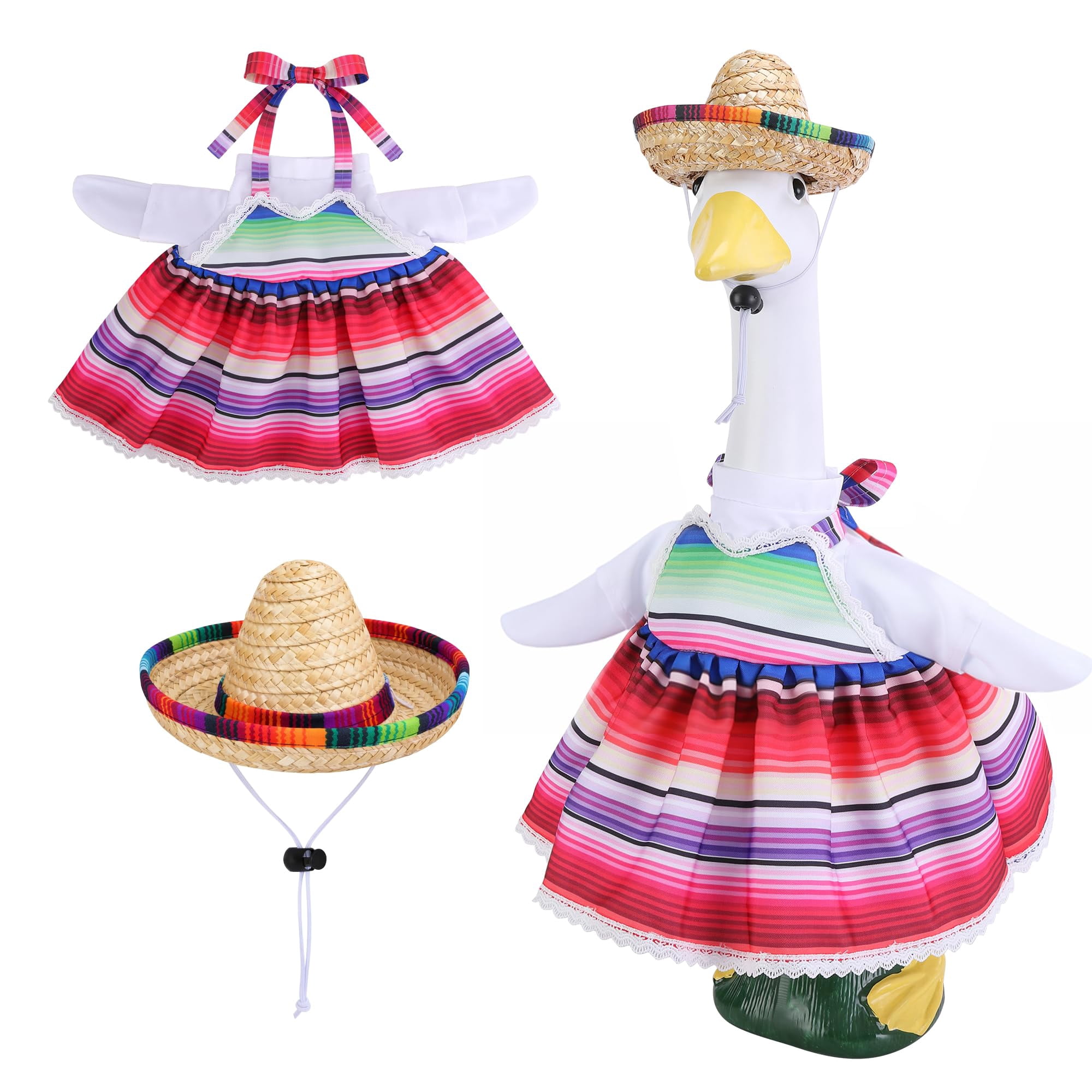 2 Pcs/Set Mexican Porch Goose Outfits, Lawn Goose Clothing Costume for ...