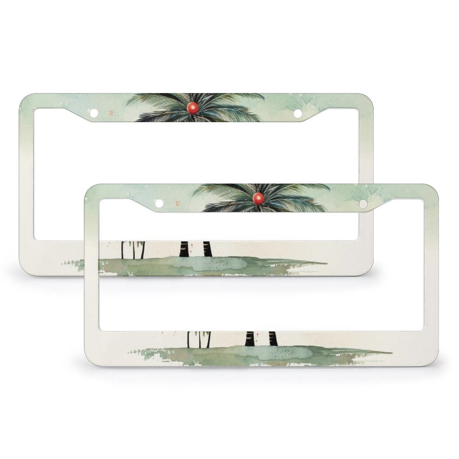 2 Pcs Set Palm Tree Christmas License Plate Frames Coconut Palm Tree ...