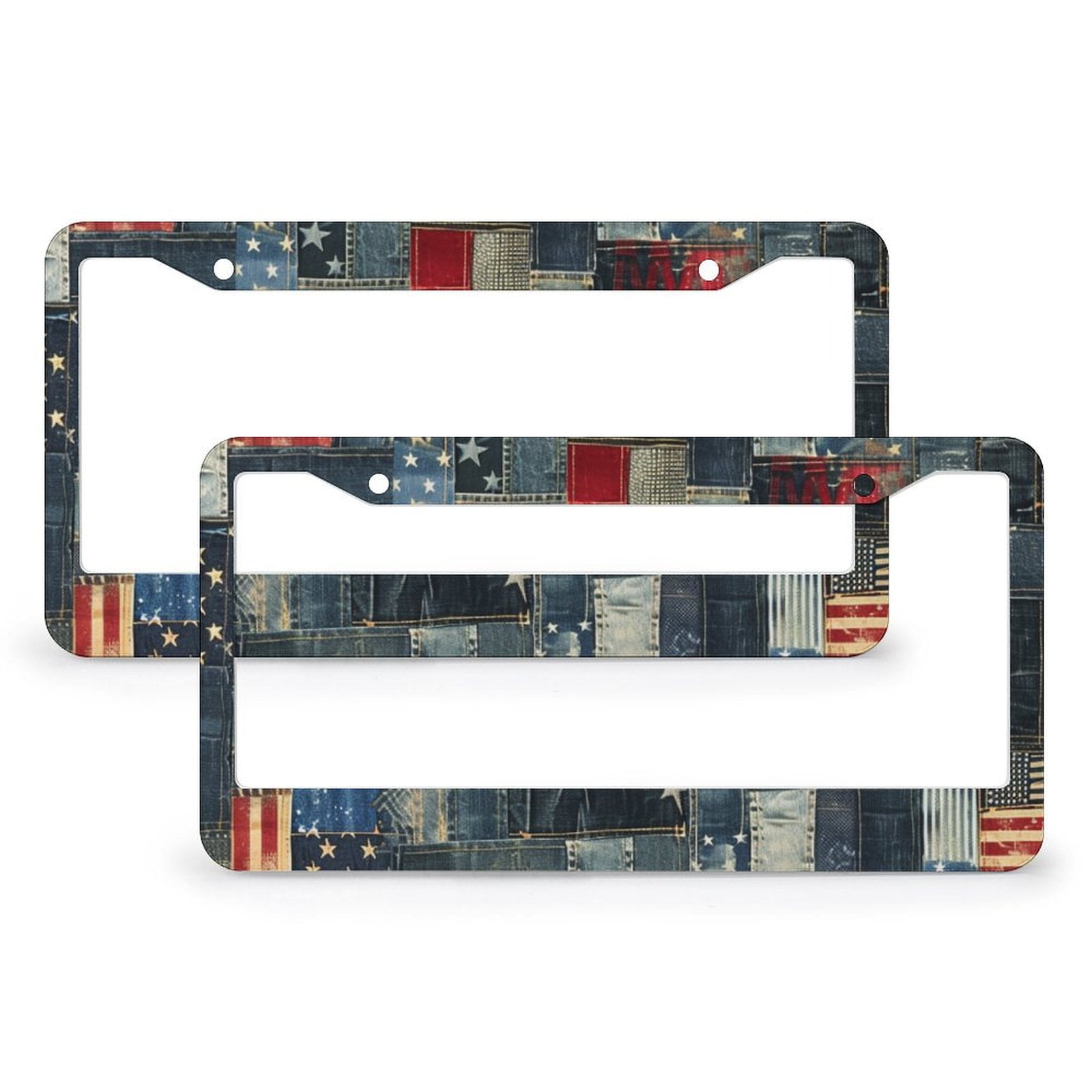 2 Pcs Set Patriotic Streaks Parallel Patchwork License Plate Cover USA ...