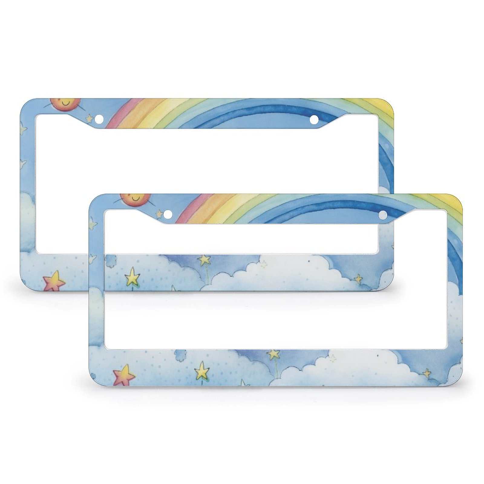 2 Pcs Set Rainbow And Clouds License Plate Cover Kids Boys Children ...