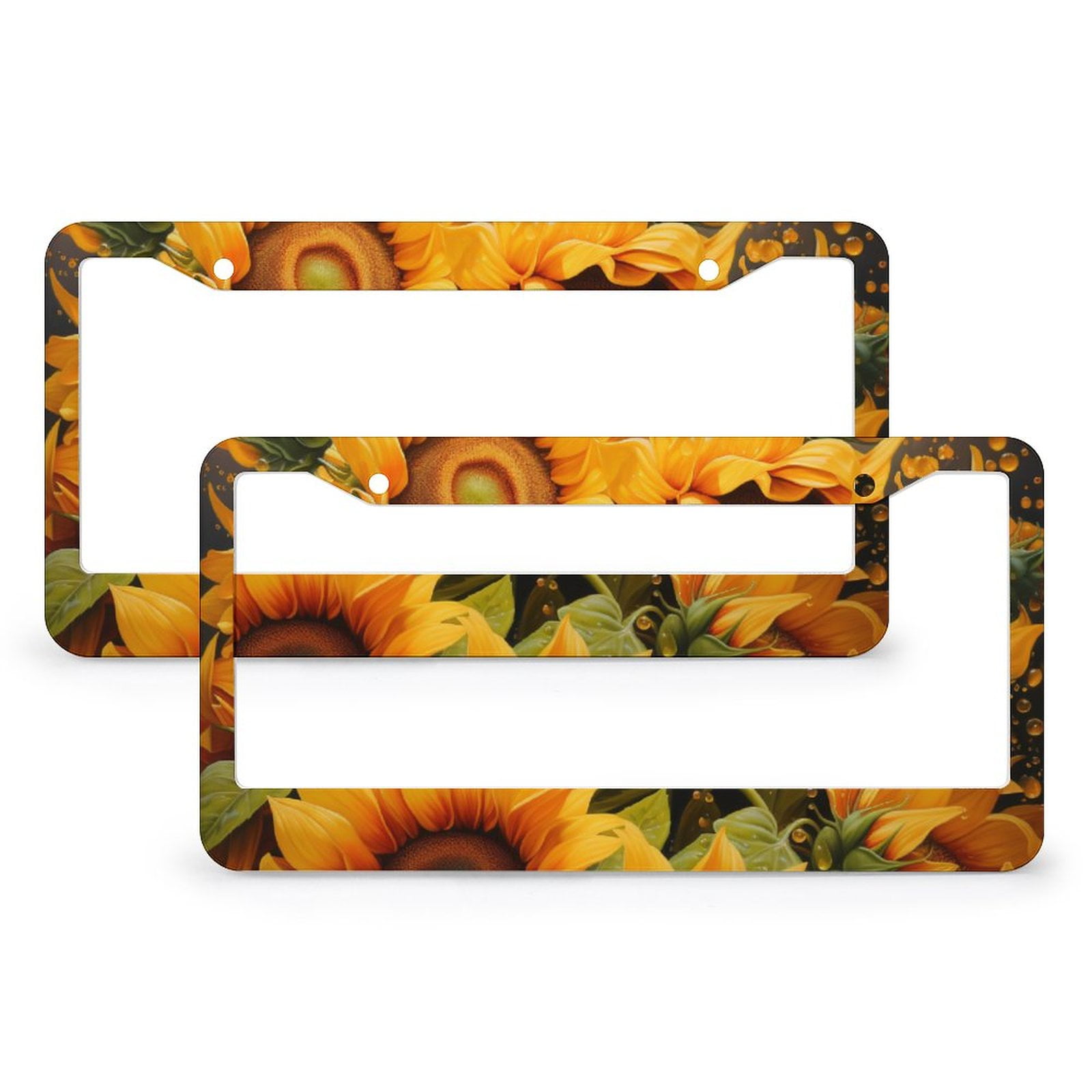 2 Pcs Set Sunflower Oil Painting License Plate Frame Sunflowers Summer ...