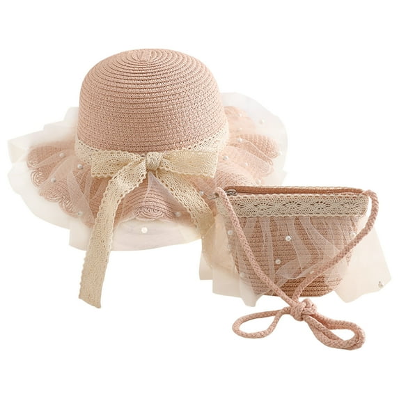 2 Pcs Set Toddler Children's Sun Hat Bag & Lace Mesh, Baby Adjustable ...