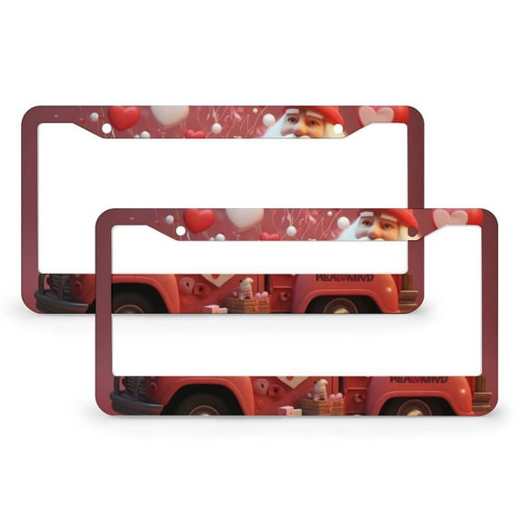2 Pcs Set Valentine's Day With Truck And Gnomes License Plate Cover ...