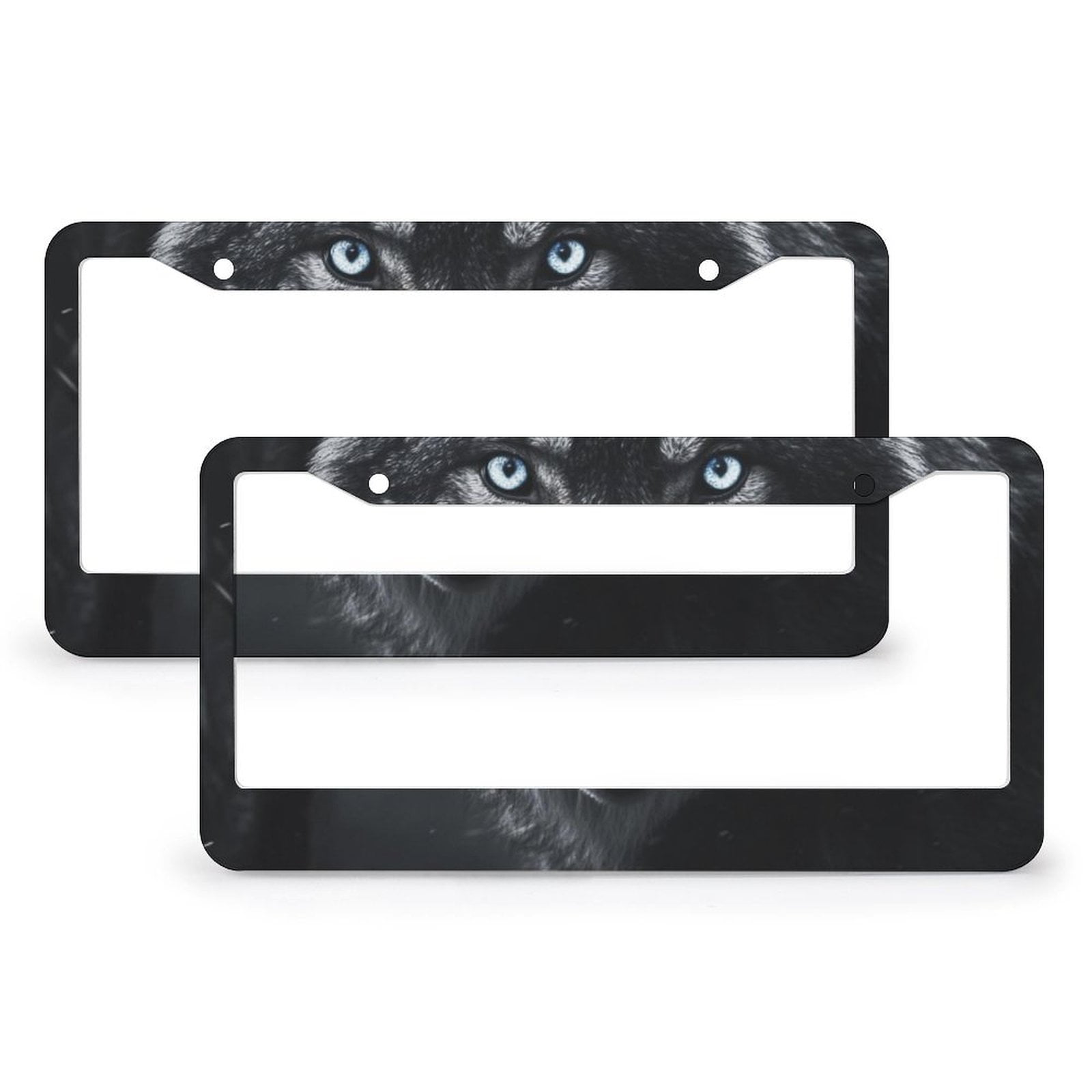 2 Pcs Set Wolf with Blue Eyes License Plate Frames Wolf Face Car ...