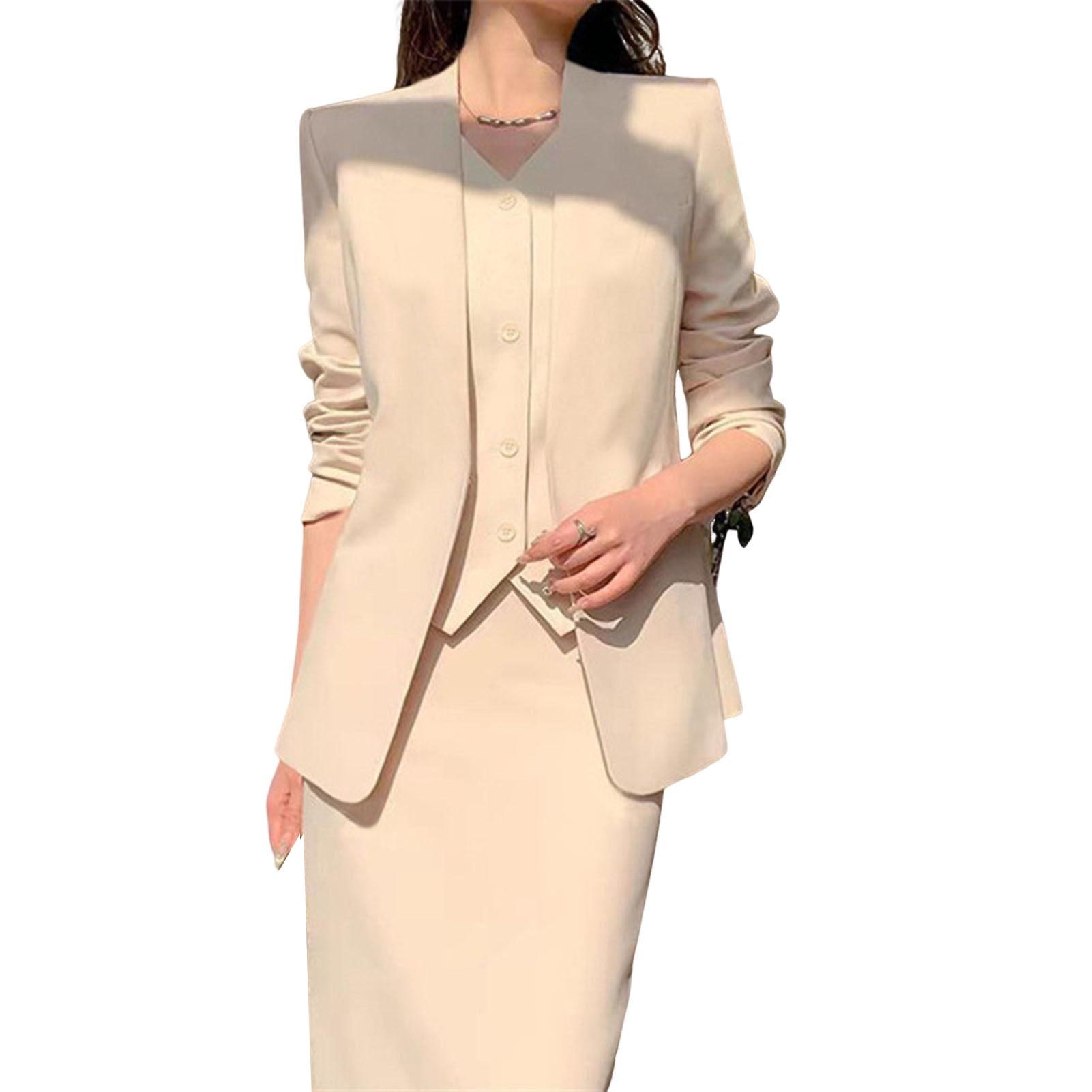 2 Pcs/Set Women Suit Coat Skirt Set Formal Business Style Long Sleeves ...