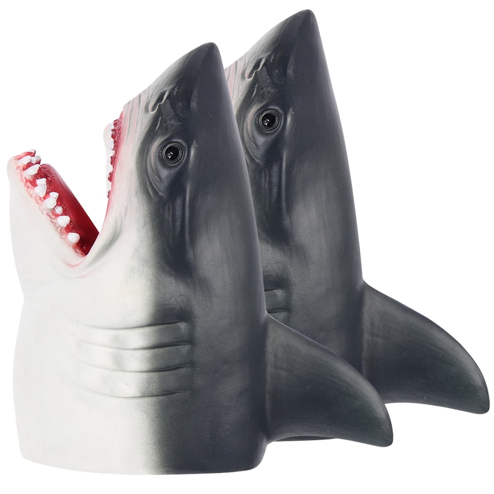 2 Pcs Shark Puppet Puppets Sharks Toys Kids Mittens Parent-child Grey ...