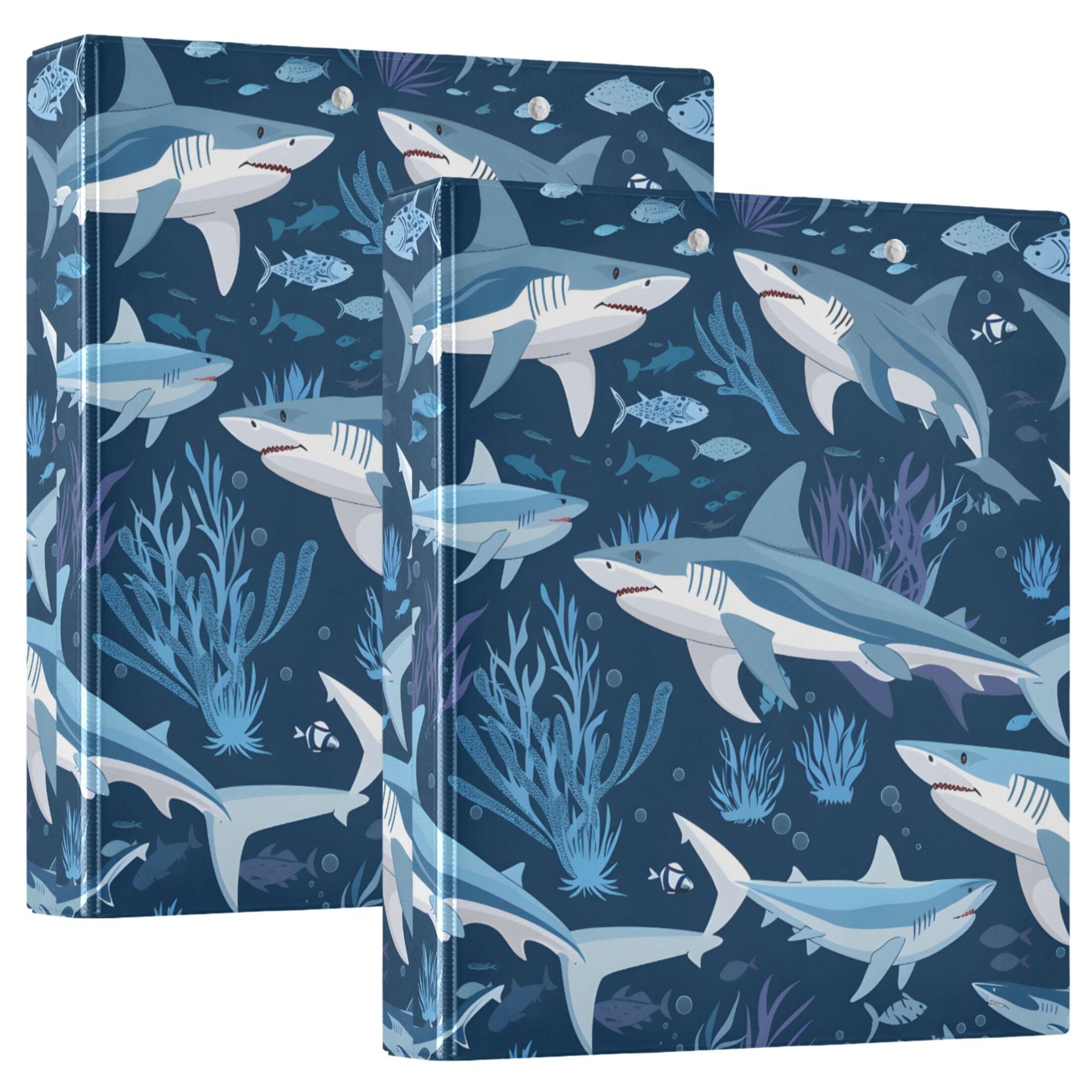 2 Pcs Sharks Coral Seaweed Hardcover 3 Ring Binder 1.5” Round Rings ...