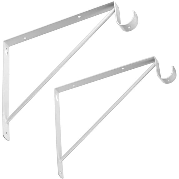 2 Piece White Wall Mounted Shelf Rod Brackets, Heavy Duty Shelf ...