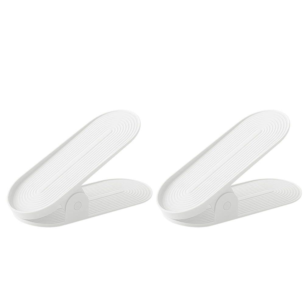 2 Pcs Shoe Holder Shoes Rack Double Shelf Cabinets Brackets White ...
