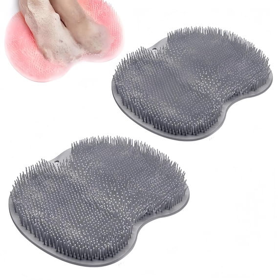 2 Pcs Shower Foot and Back Scrubber, Silicone Foot Scrubber Mat for ...