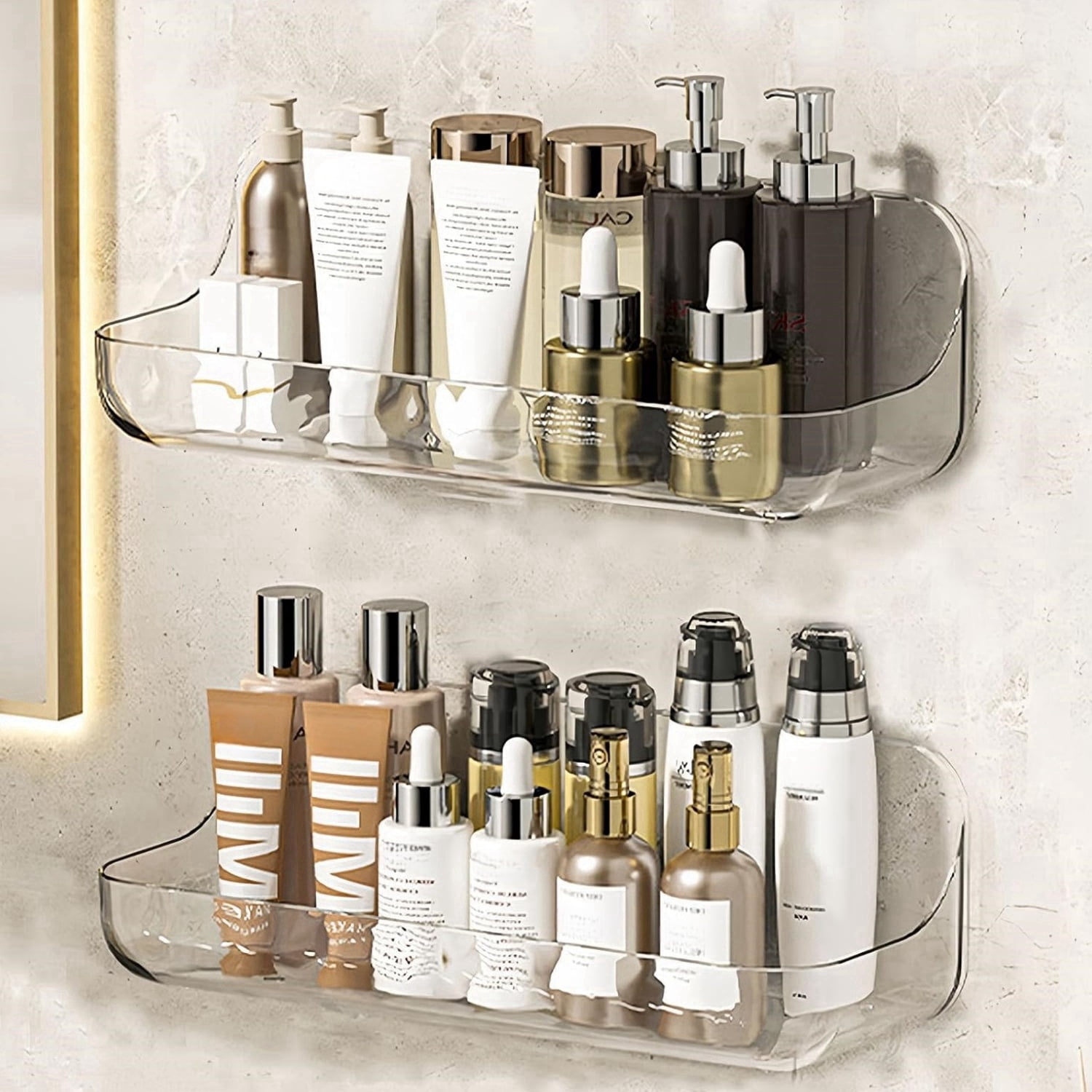 2 Pcs Shower Shelves,Acrylic Bathroom Shower Caddy Organizer,Clear ...