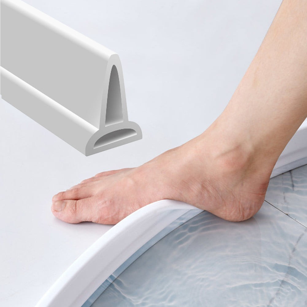2 Pcs Shower Water Barrier Seal Strip 1M Flexible PVC Threshold Dam for ...