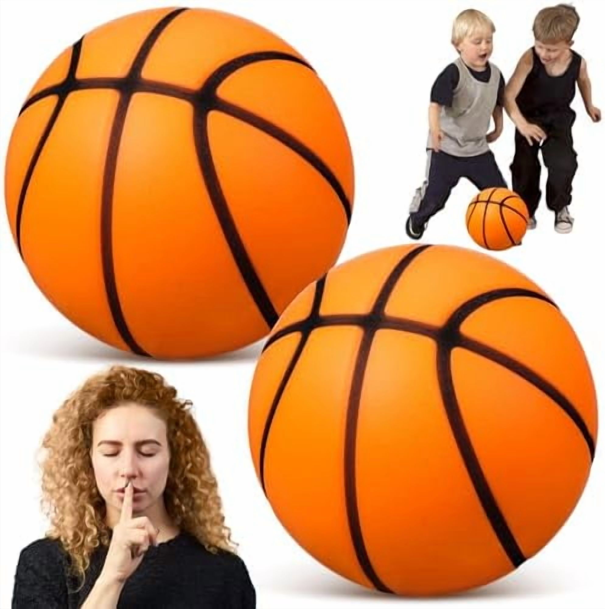 2 Pcs Silent Basketball Size 3 (7 Inches) Grooved Foam Indoor ...