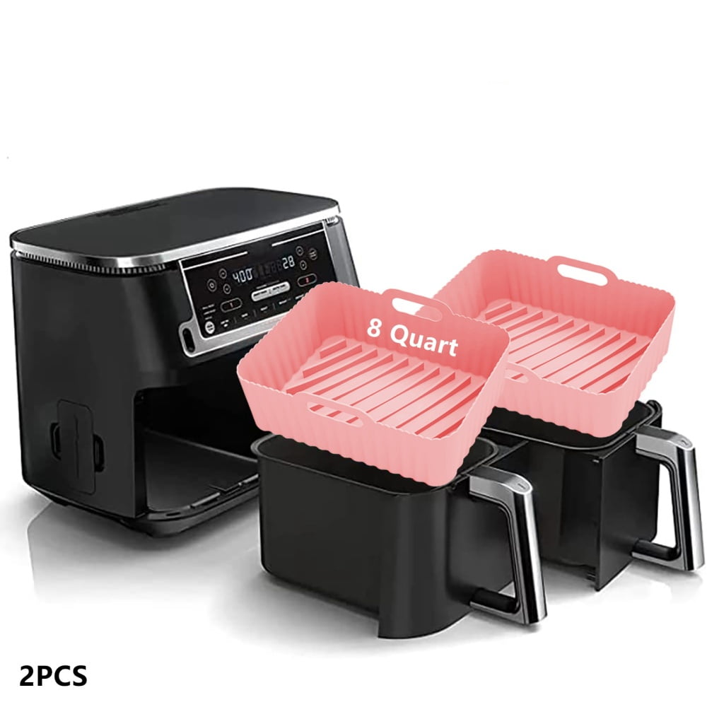 2 Pcs Silicone Air Fryer Basket Liners Rectangular,Reusable Air Fryer ...