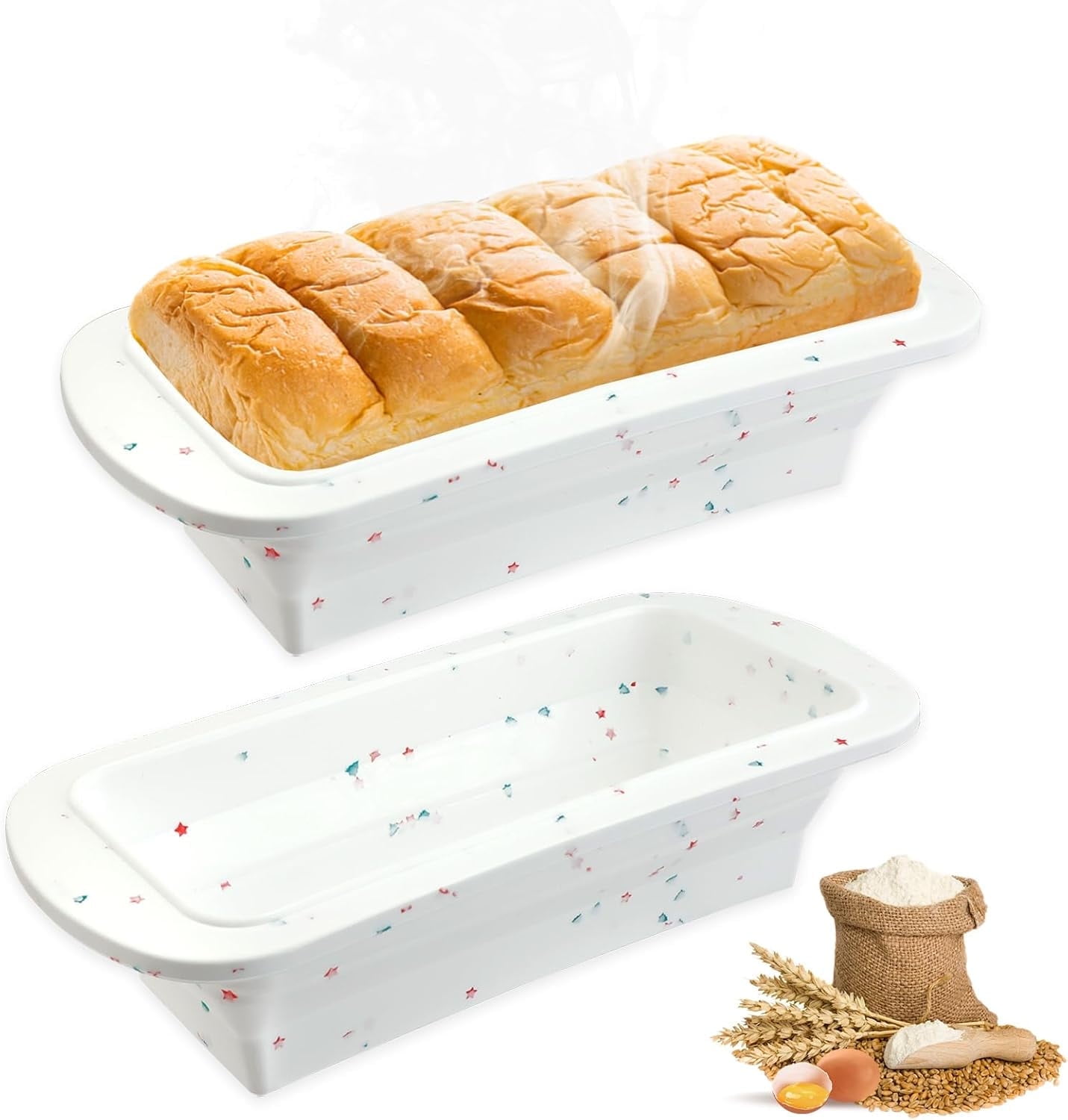 2 Pcs Silicone Bread Loaf Pan BPA Free, Collapsible Non-Stick Bread ...