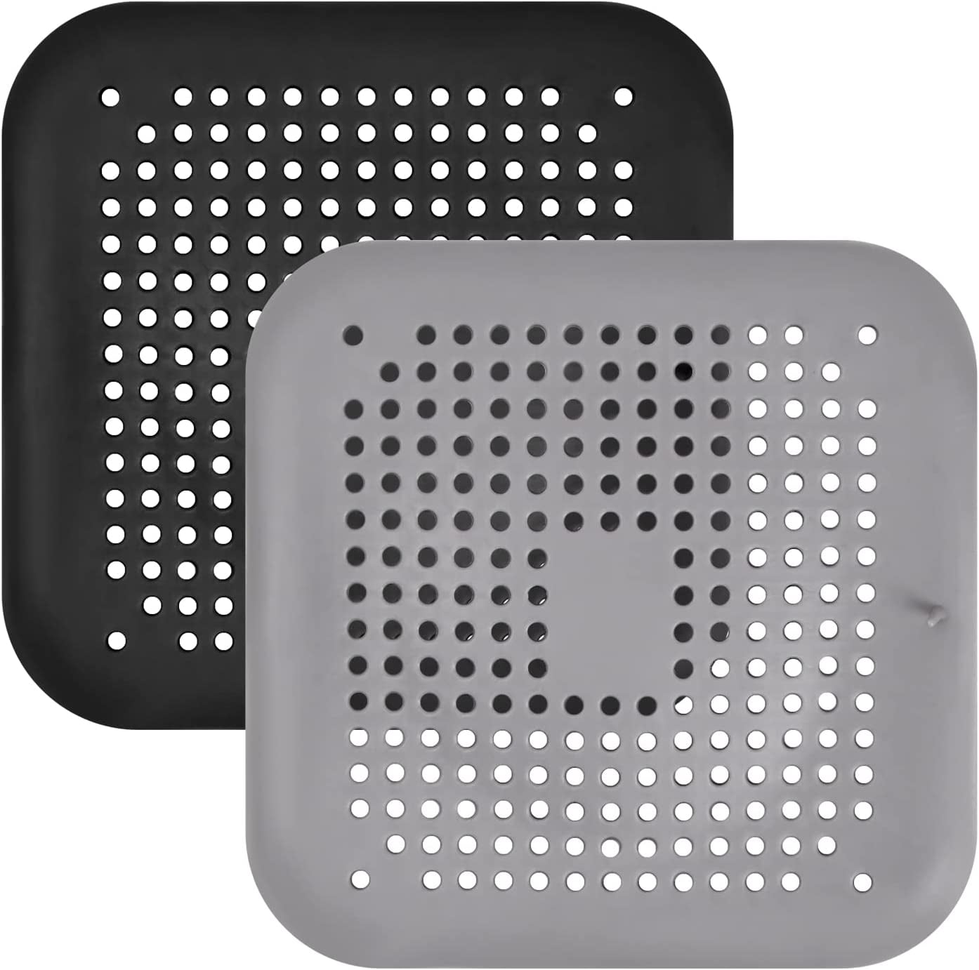 2 Pcs Silicone Hair Catcher Square Hair Stopper Shower Drain Covers