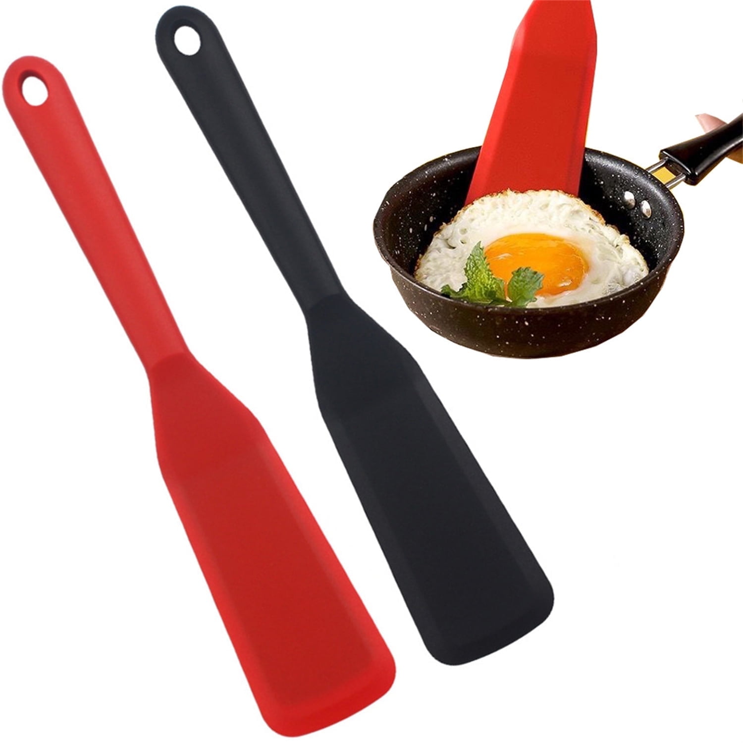 2 Pcs Silicone Omelette Spatula,Bexikou Long Egg Pancake Spatula ...
