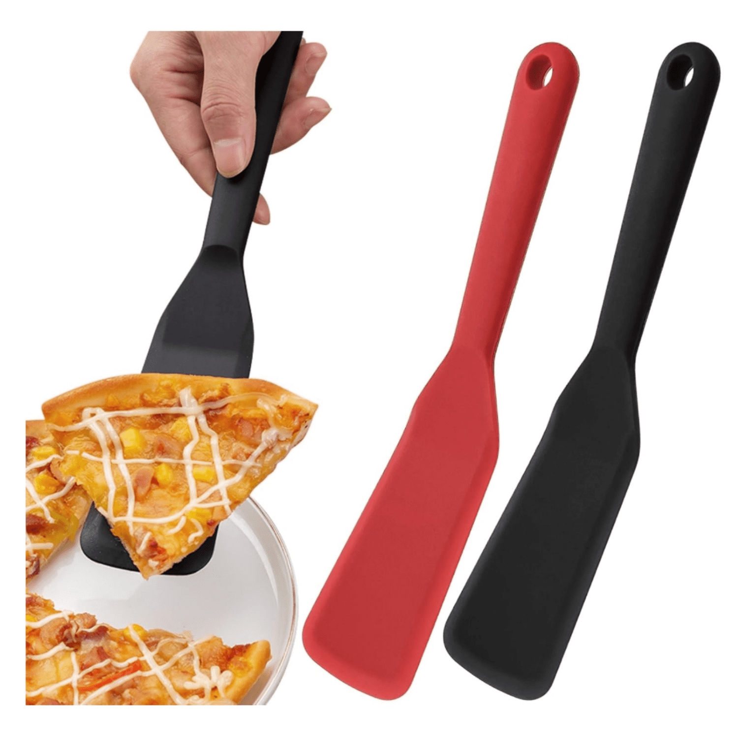 2 Pcs Silicone Omelette Spatula Turner Thin Long Egg Crepe Pancake ...