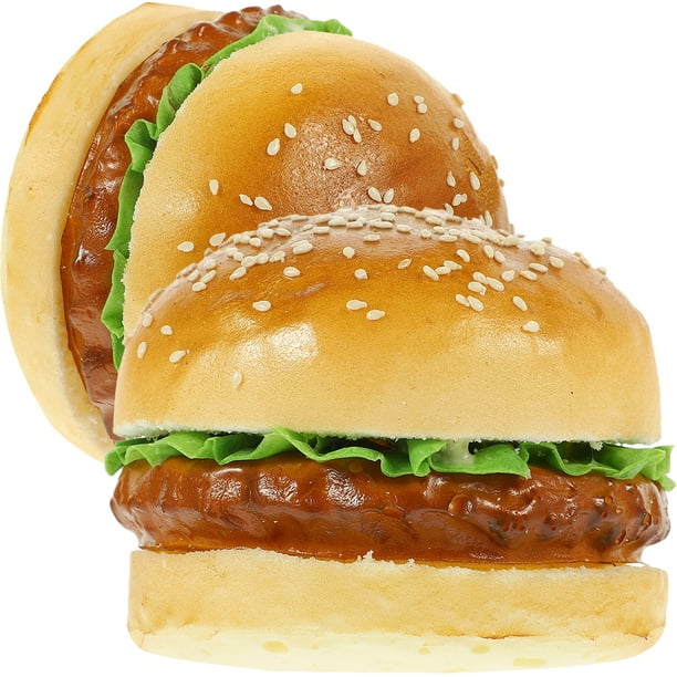 NUOLUX Artificial Hamburger Fake Food Bread Model 2Pcs Burger Model 9 ...