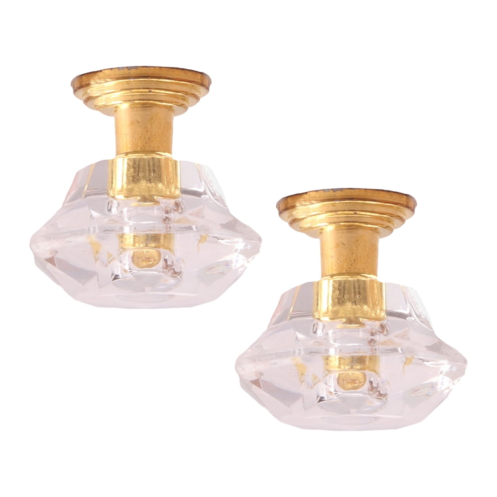 2 Pcs Simulation Lamp Doll House Chandeliers Decorating Child Golden ...