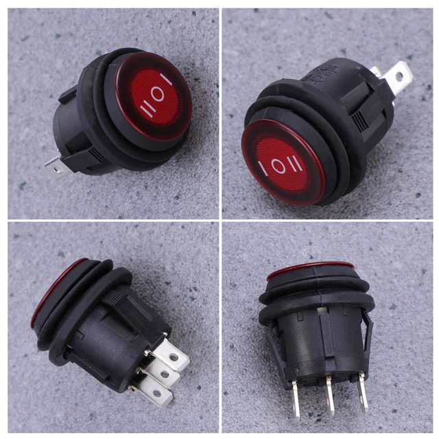 Raindrops Black Rocker Arm Switch Panel with Red Light Waterproof and ...