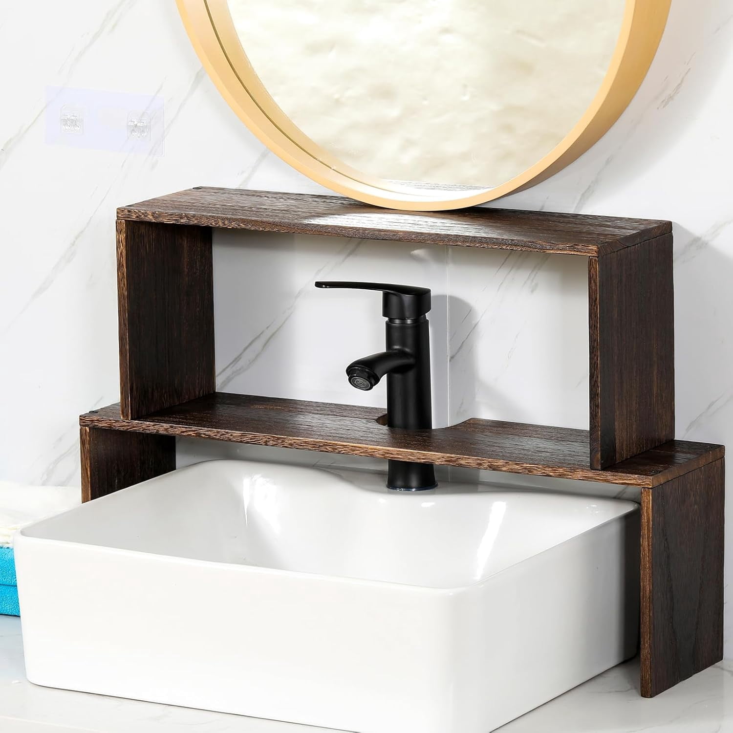 2 Pcs Over The Sink Shelf Bathroom Organizer Over The Faucet Kitchen ...