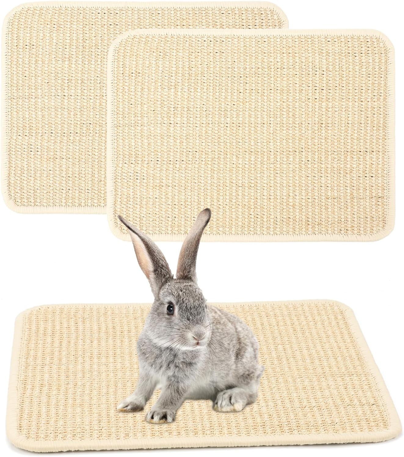 2 Pcs Sisal Rabbit Scratching Mats For Cage Bedding, Bunny Scratch Pads ...